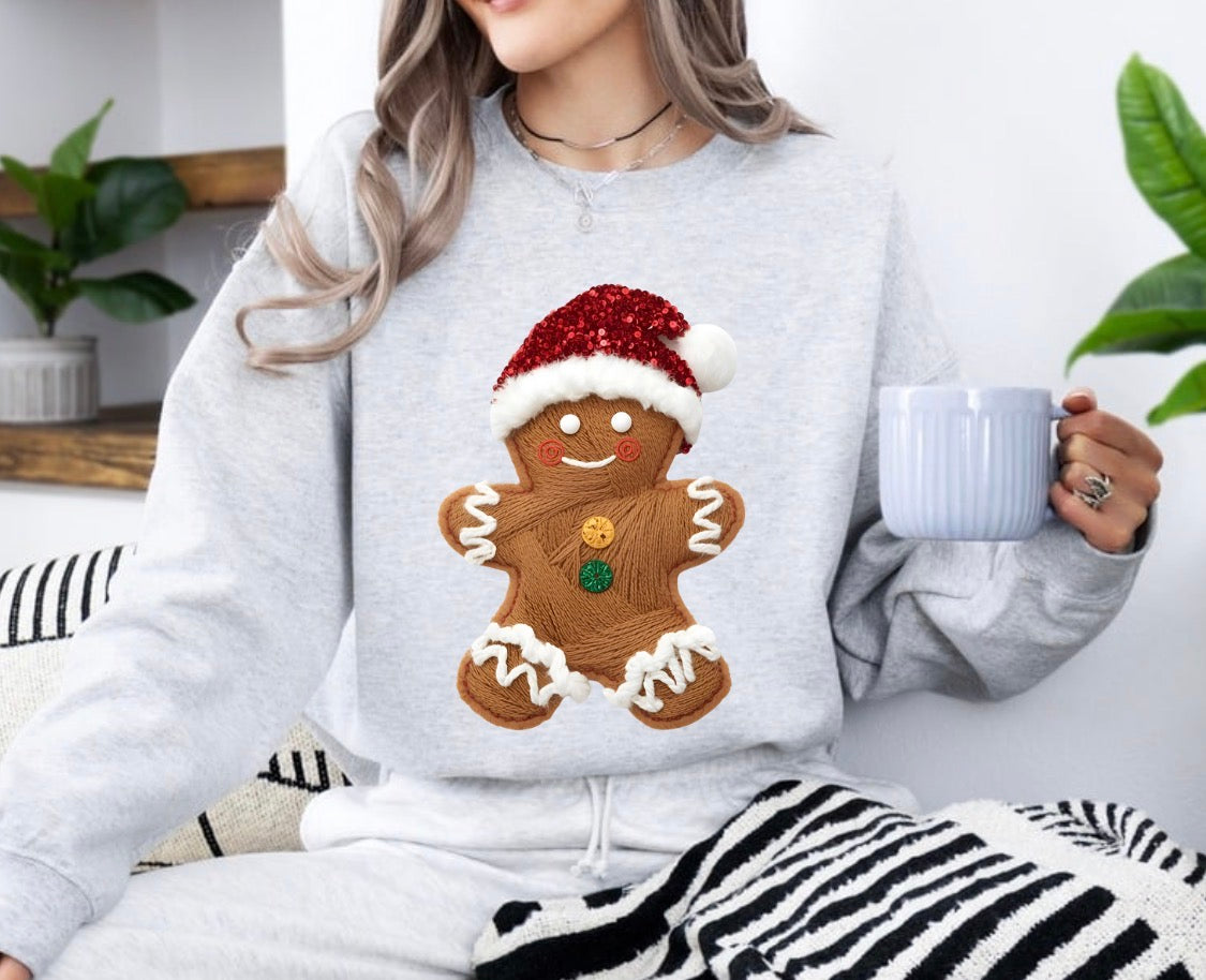 Faux yarn gingerbread man sweatshirt – TouchofSunshineDesigns